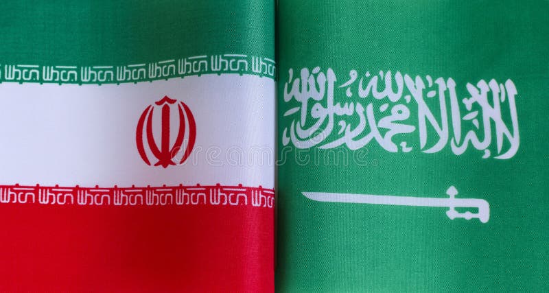 Fragments of National Flags of Iran and Saudi Arabia in Close-up Stock ...