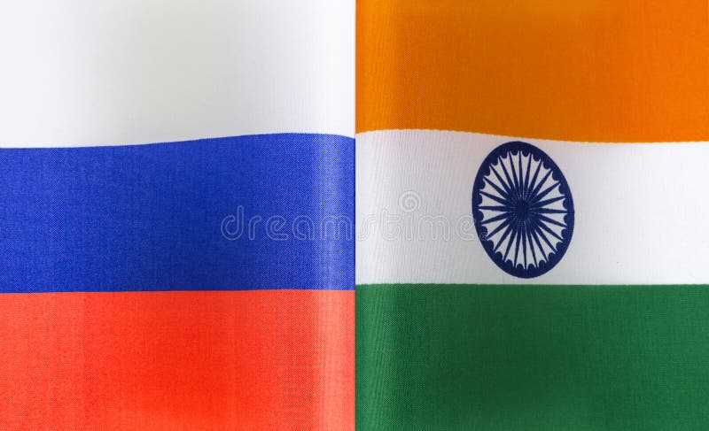 Fragments of the National Flags of Russia and India Stock Photo - Image ...