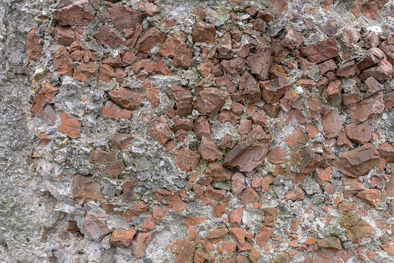 Fragments of Red Bricks in Concrete Stock Image - Image of wallpaper ...