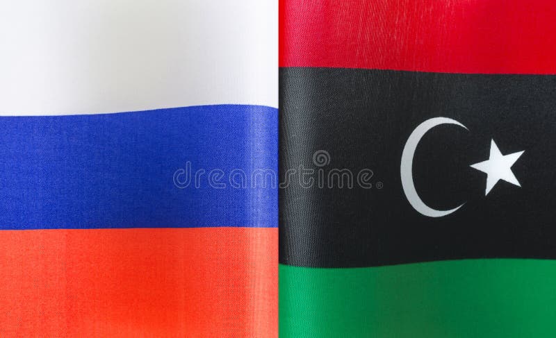 Fragments of the State Flags of Russia and the State of Libya Stock ...