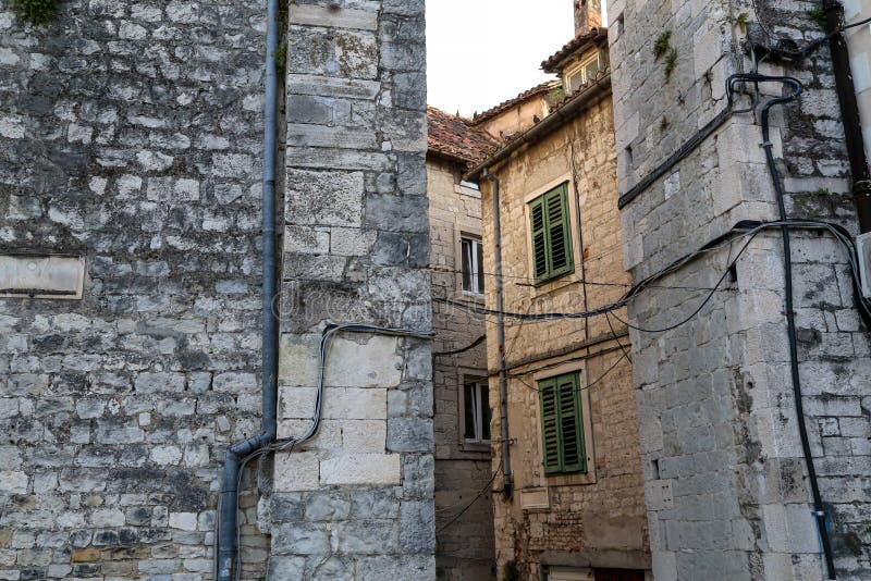 Fragments of Stone Buildings in the Old District of Split in Croatia ...