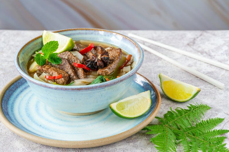 Fragrant Beef and Noodle Soup Stock Photo - Image of healthy, dinner ...