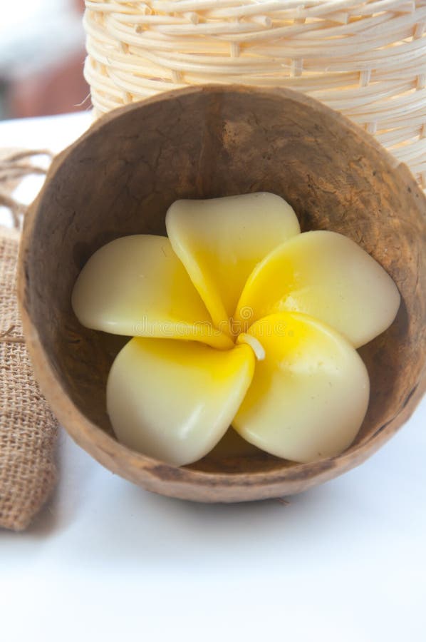 Fragrant Spa Candle on a Decorated Plate Stock Image - Image of ...