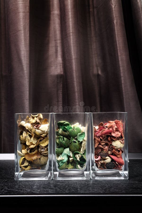 Fragrant Dried Flower Petals in Glass Stock Image - Image of petal ...