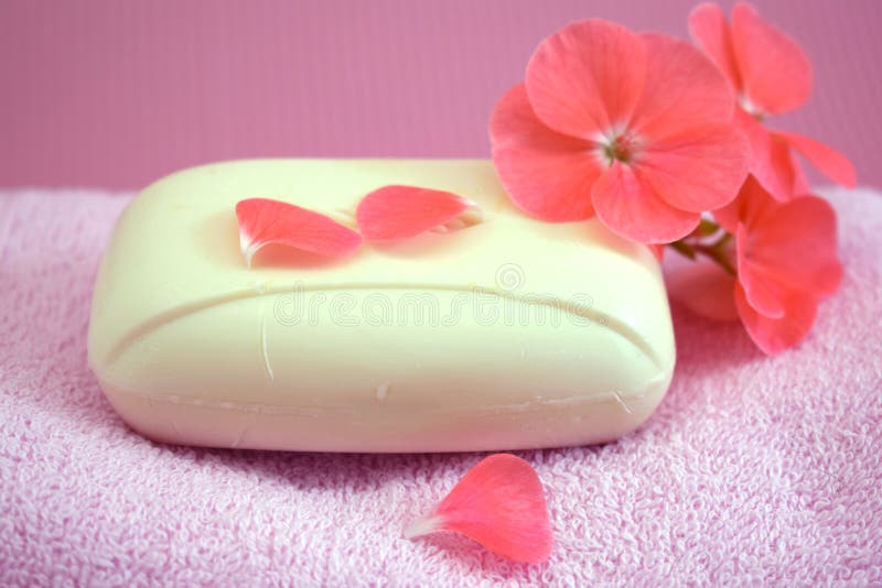 Fragrant flower soap. stock photo. Image of hygiene - 135175496