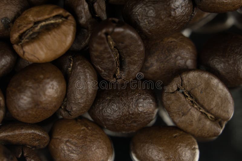 Fragrant Fried Coffee Beans. Close-up Stock Photo - Image of heap ...
