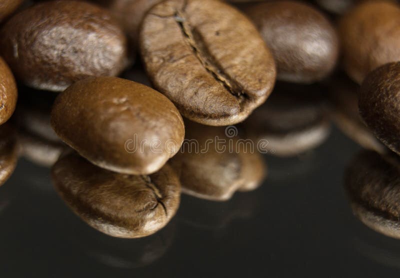 Fragrant Fried Coffee Beans. Close-up Stock Image - Image of aroma ...