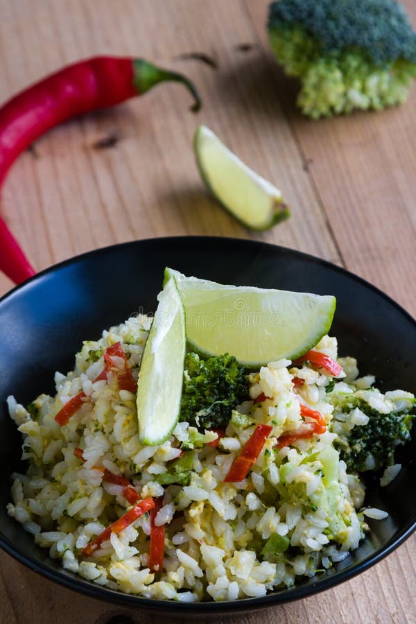 Fragrant fried rice stock photo. Image of leaf, wooden - 92763576