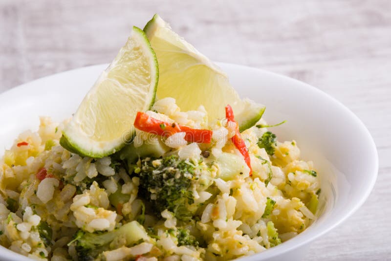 Fragrant fried rice stock photo. Image of steam, leek - 92763594