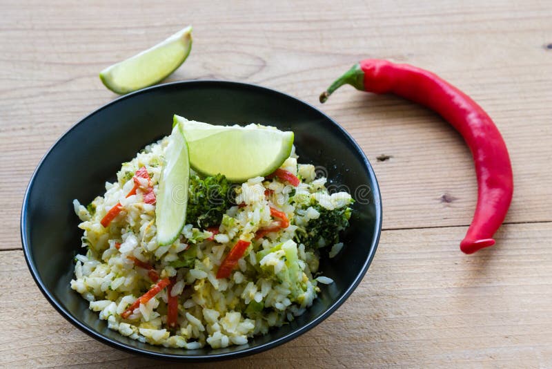 Fragrant fried rice stock image. Image of onion, fried - 92763763