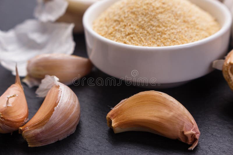 Fragrant Garlic on a Dark Stone Background Stock Photo - Image of ...