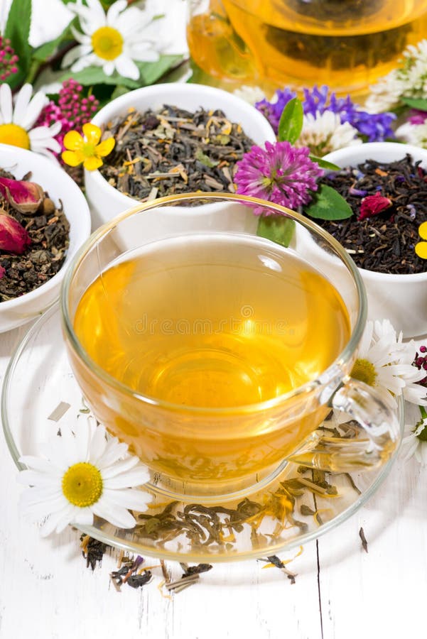Fragrant Herbal Tea in a Cup, Vertical Top View Stock Photo - Image of ...