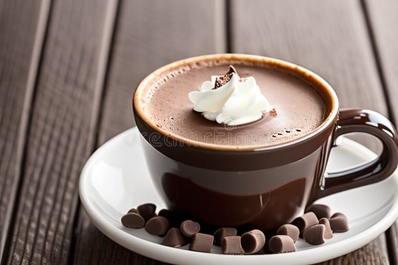 Fragrant Hot Chocolate in a Cup on the Table in a Coffee Shop. World ...