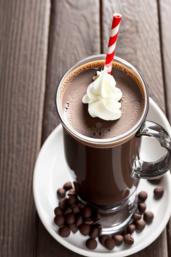 Fragrant Hot Chocolate in a Cup on the Table in a Coffee Shop. World ...