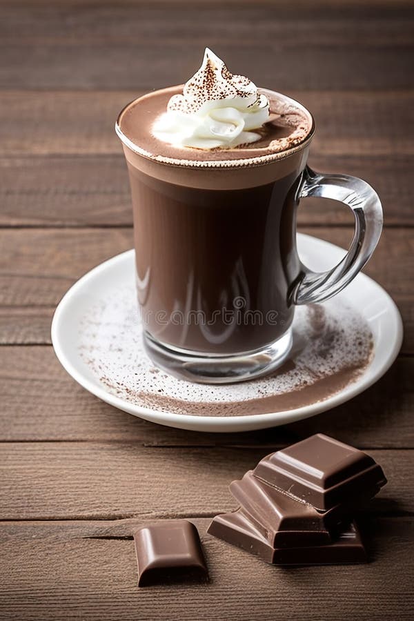 Fragrant Hot Chocolate in a Cup on the Table in a Coffee Shop. World ...