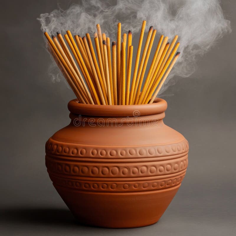 Fragrant Incense Sticks are Positioned in a Clay Pot, with the ...