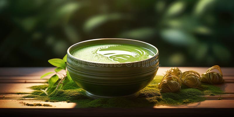 Fragrant Matcha Tea on the Table. Generative AI Stock Illustration ...