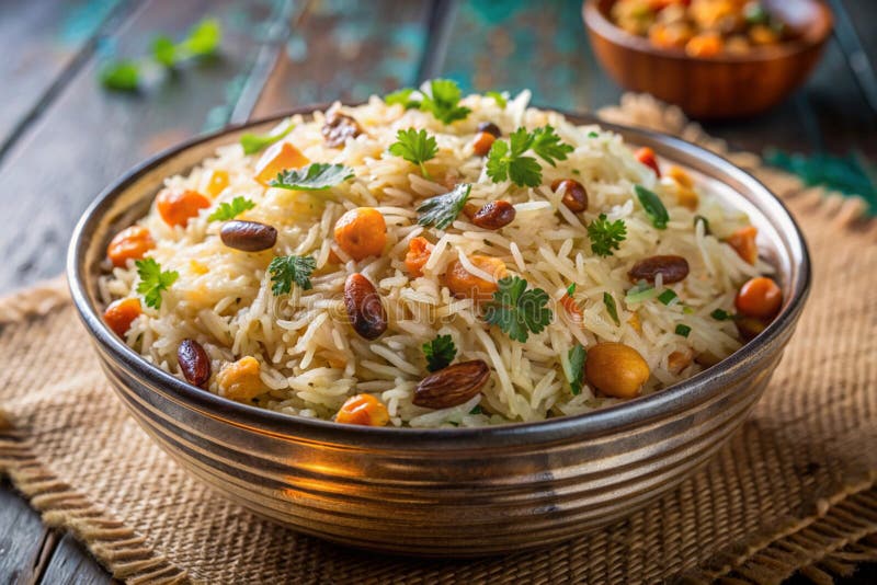 Fragrant muttar pulao stock illustration. Illustration of muttar ...