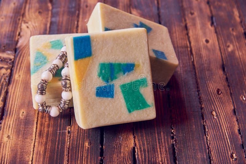A Fragrant Organic Handmade Soap with a Geometric Pattern Stock Photo ...