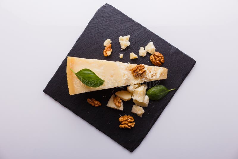 Fragrant Parmesan on a Slate Stone Slicing Board Stock Image - Image of ...