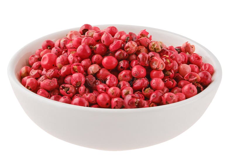 Fragrant Pink Pepper Seeds in a White Ceramic Bowl Stock Photo - Image ...