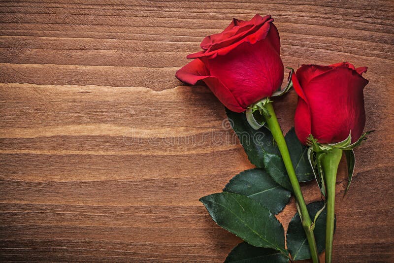 Fragrant Red Roses on Wooden Board Holiday Concept Stock Photo - Image ...