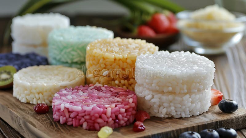 Fragrant Rice Berry Cakes on a Wooden Kitchen Board Close-up. Stock ...