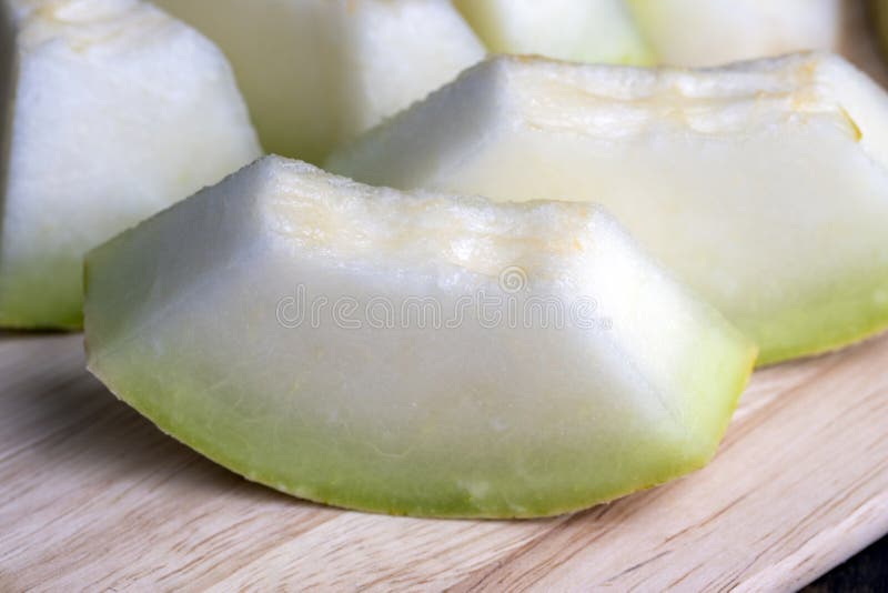 Fragrant Ripe Melon Cut into a Large Number of Pieces Stock Photo ...