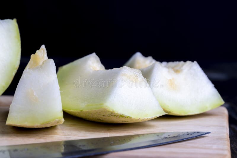 Fragrant Ripe Melon Cut into a Large Number of Pieces Stock Image ...