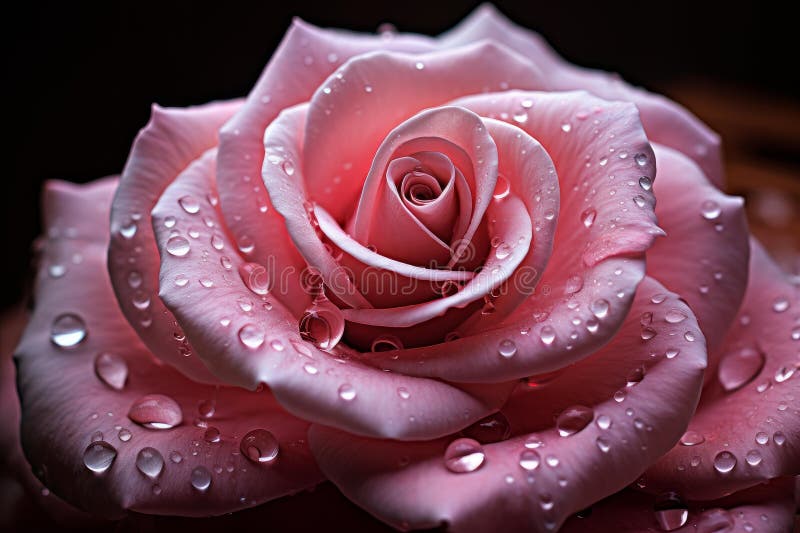 Fragrant Rose Pink Water Drops. Generate Ai Stock Image - Image of pink ...