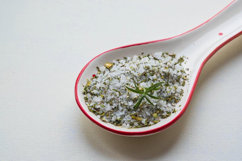 Fragrant Seasoning, Green Salt with a Mixture of Dried Herbs in a ...