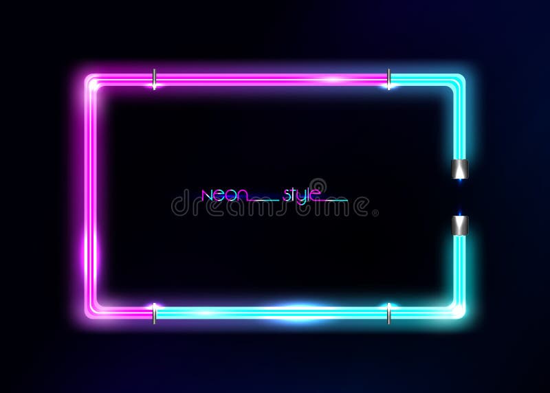Neon Frame Background, Double Color. Colorful Neon Shiny Glowing ...