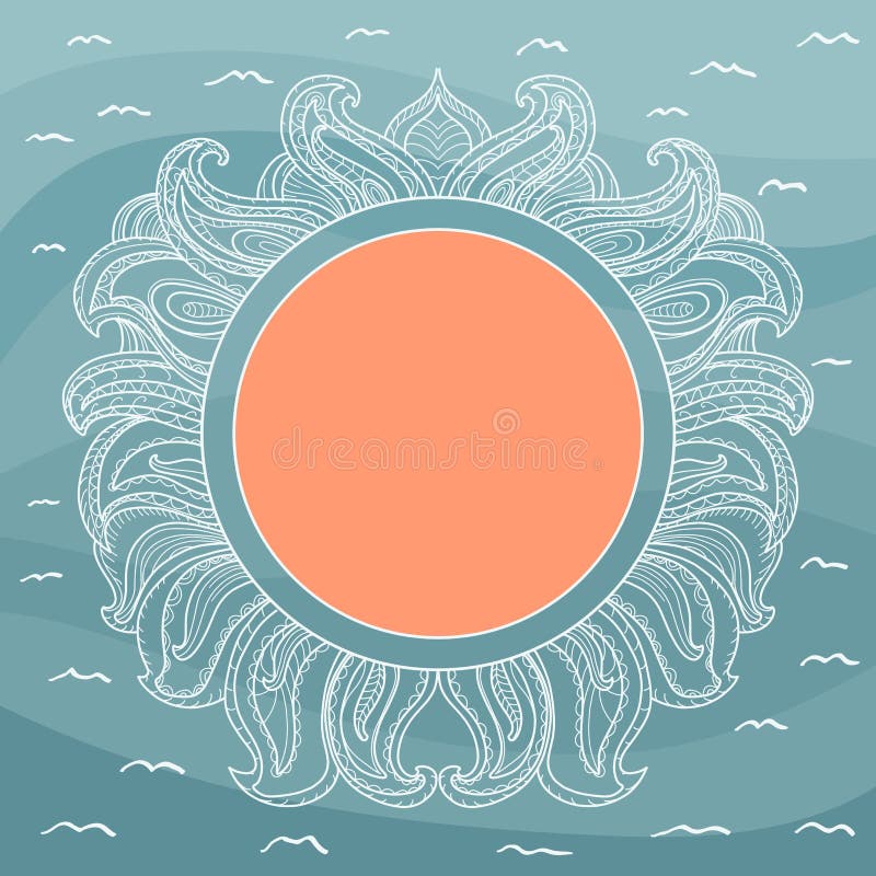 Frame with Abstract Decorative Sun Stock Vector - Illustration of ...