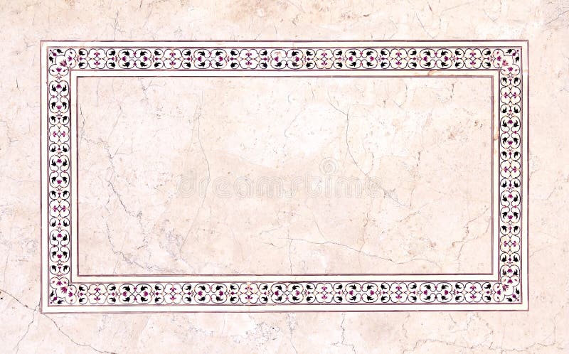 Frame with Ancient Tile Decor on Marble Wall. Vertical or Horizontal ...