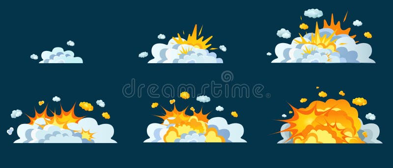Frame Animation with Effect of Burning, Explosion, Divided into Frames ...