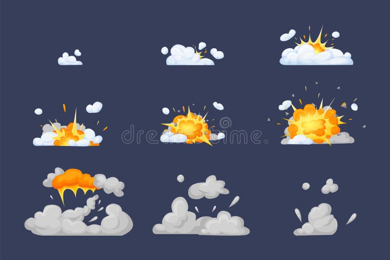 Animation of the Explosion Effect, Broken into Separate Stock Vector ...