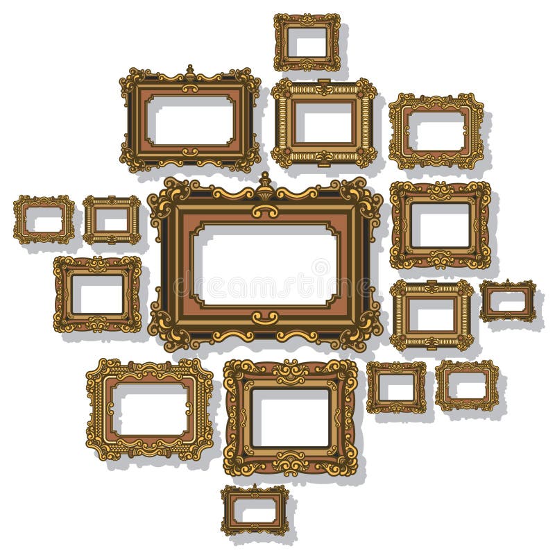 Round, Oval, Rectangular Vintage Victorian, Baroque Vector Frames Stock ...