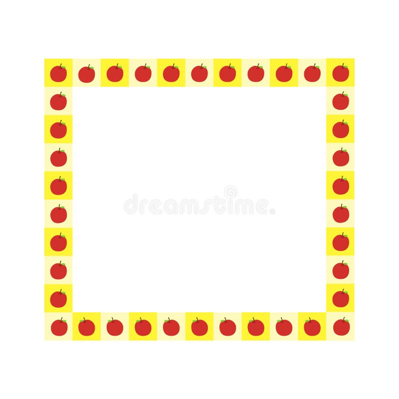 Cartoon Decorative Border Frame. Blank Empty Border with Apple ...