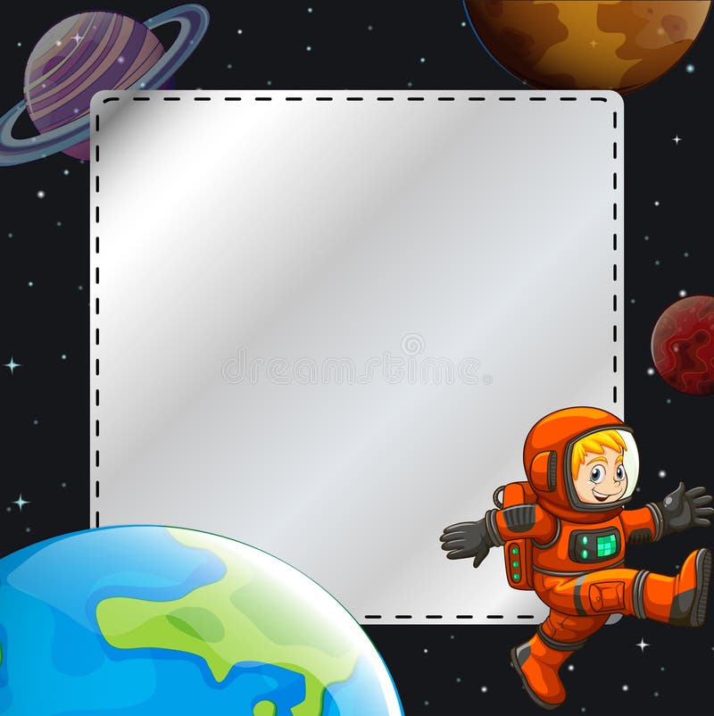Astronauts & Satellite Vertical Frame Stock Vector - Illustration of ...