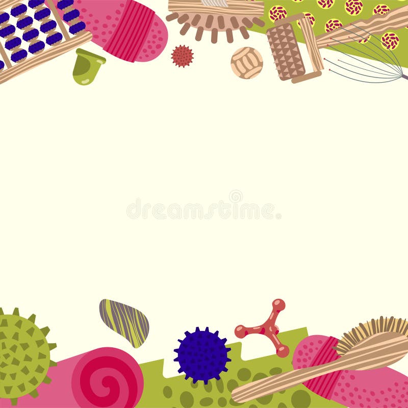 Frame with Attributes for Massage and Self-massage. Vector Illustration ...