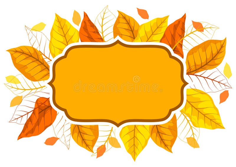 Frame With Autumn Leaves Illustration With Various Foliage Stock