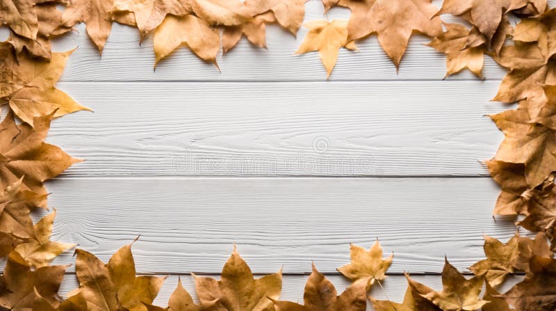 Frame of Autumn Leaves on Wooden Boards Stock Image - Image of flatlay ...