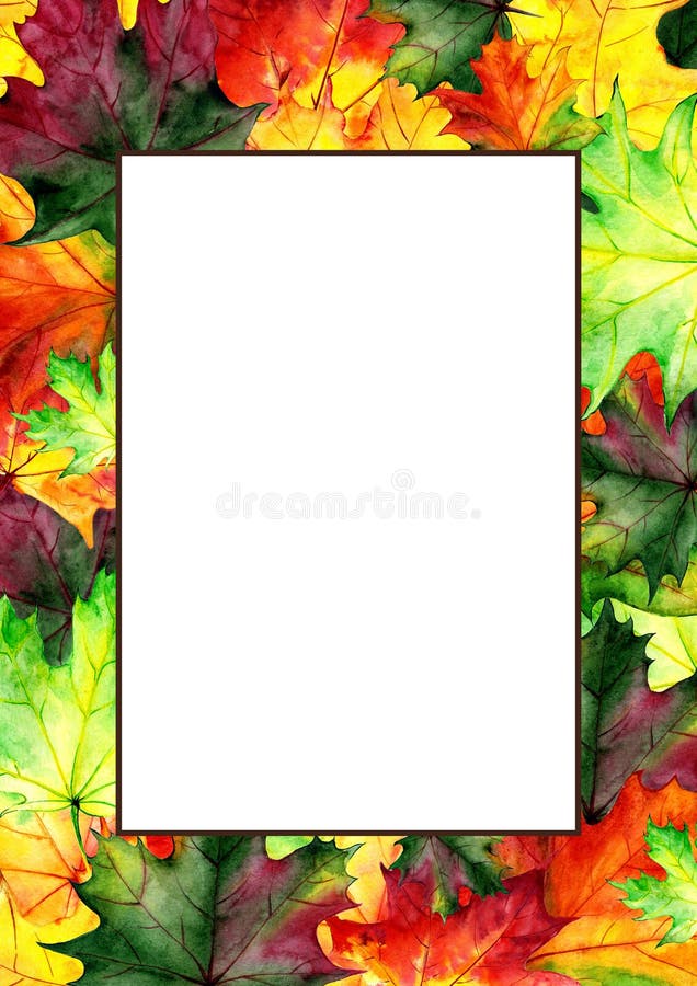 Frame of Autumn Maple Leaves. Painted in Watercolor Stock Illustration ...