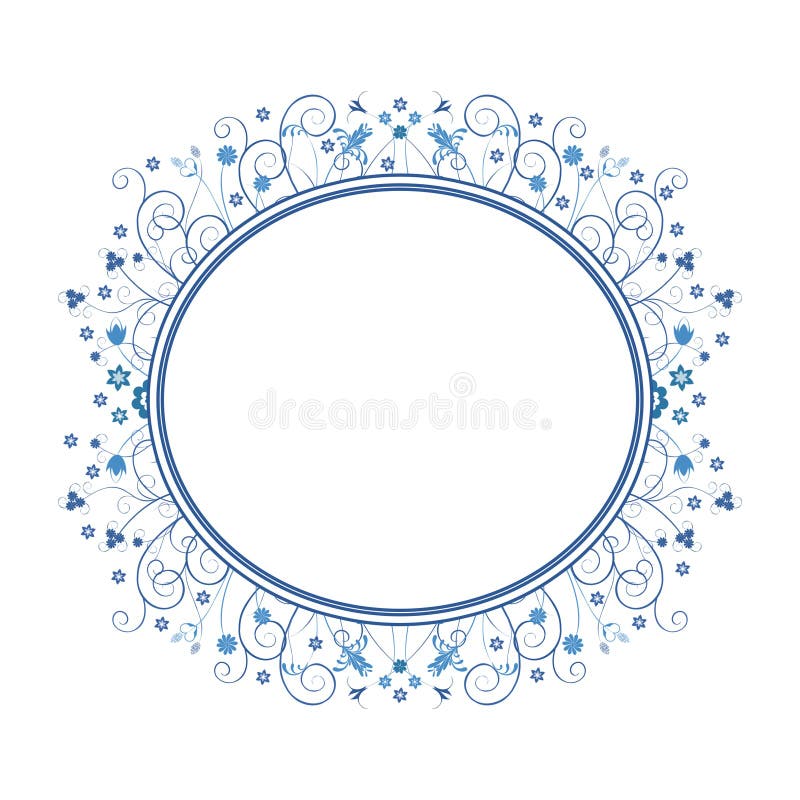 Frame azul com flores ilustração stock. Ilustração de redondo - 4838700