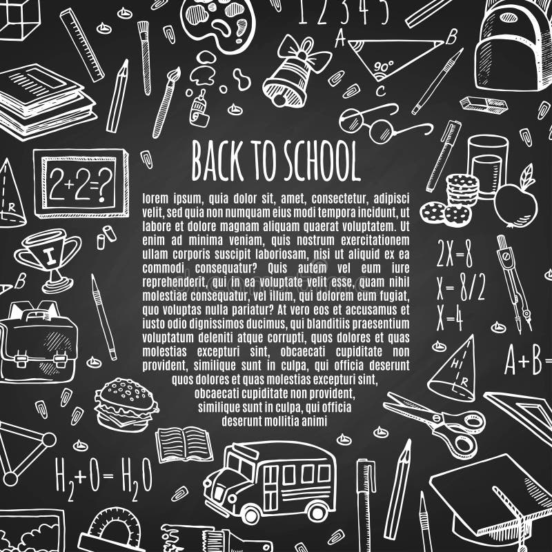 Frame Back To School on Chalk Board Stock Illustration - Illustration ...