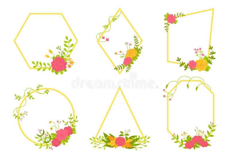 Frame Background Card Set Design Floral Element Stock Vector ...