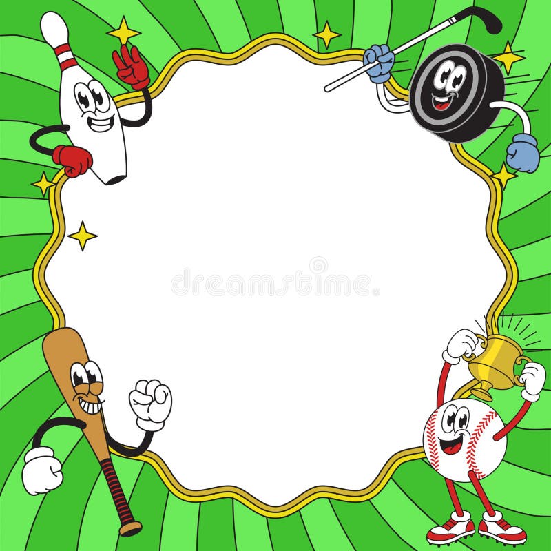 Frame Background Design with Character in Retro Style Stock Vector ...