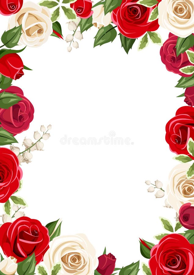 Vintage Frame with Pink and White Roses. Stock Vector - Illustration of ...