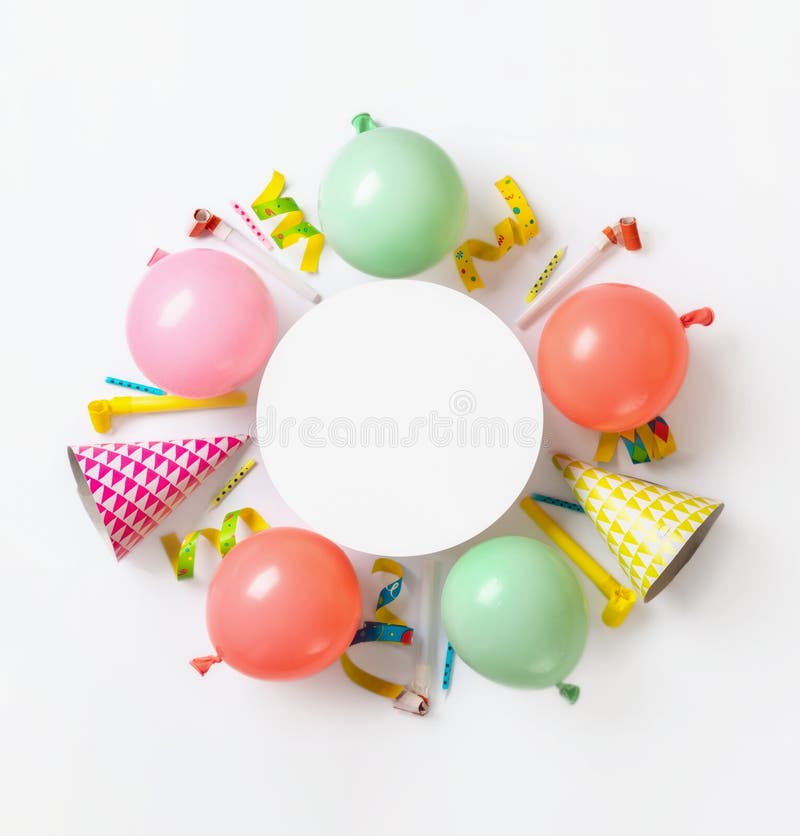 Frame of Balloons and Various Party Decorations. Abstract Party ...