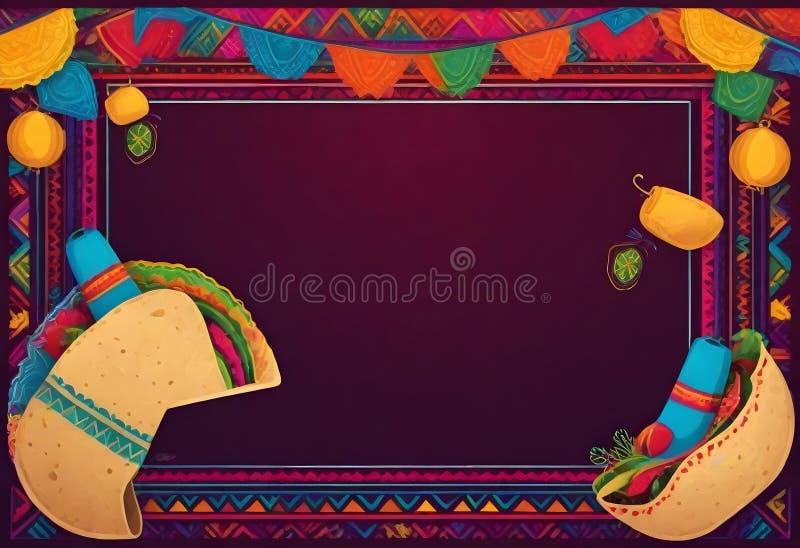 A Frame Banner Design with a Tacos and Colorful Abstract Geometric ...